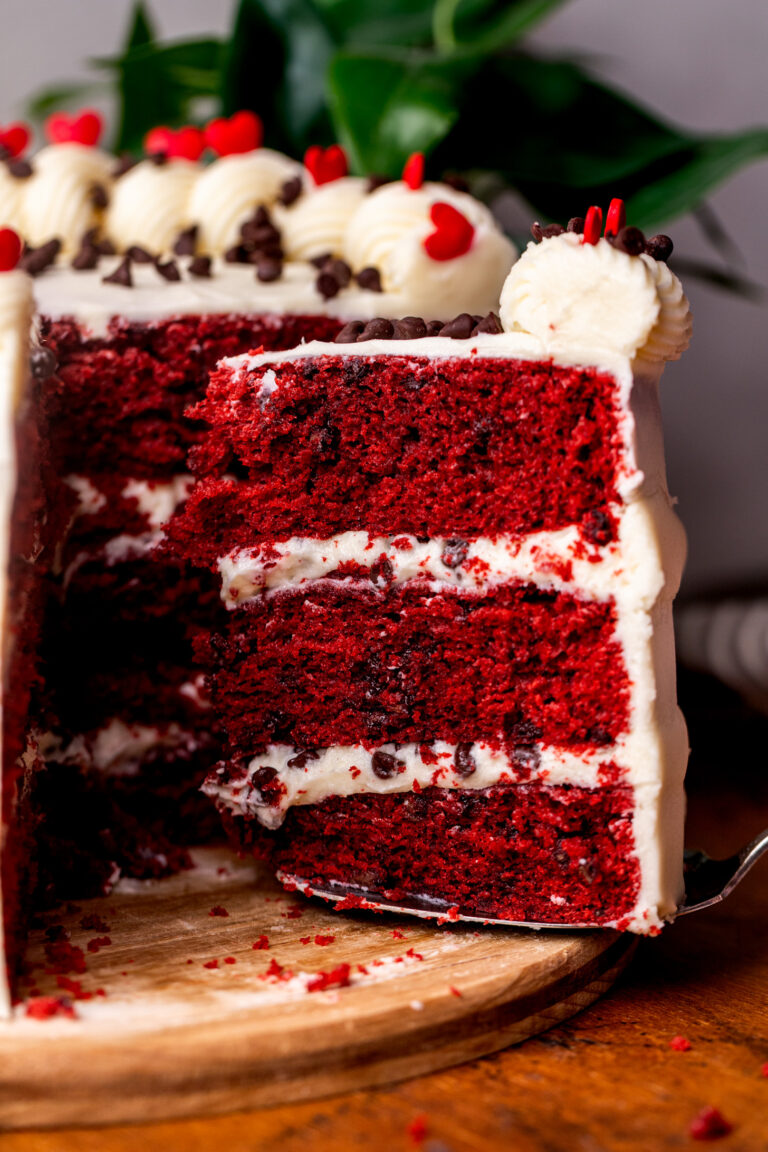Red Velvet Chocolate Chip Cake + VIDEO - Stephanie's Sweet Treats